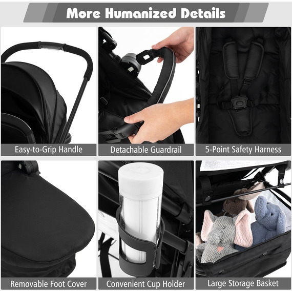 2 in 1 High Landscape Stroller Foldable Toddler Stroller