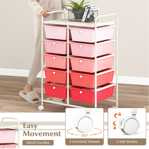 Storage Rolling Cart with 10-Drawer
