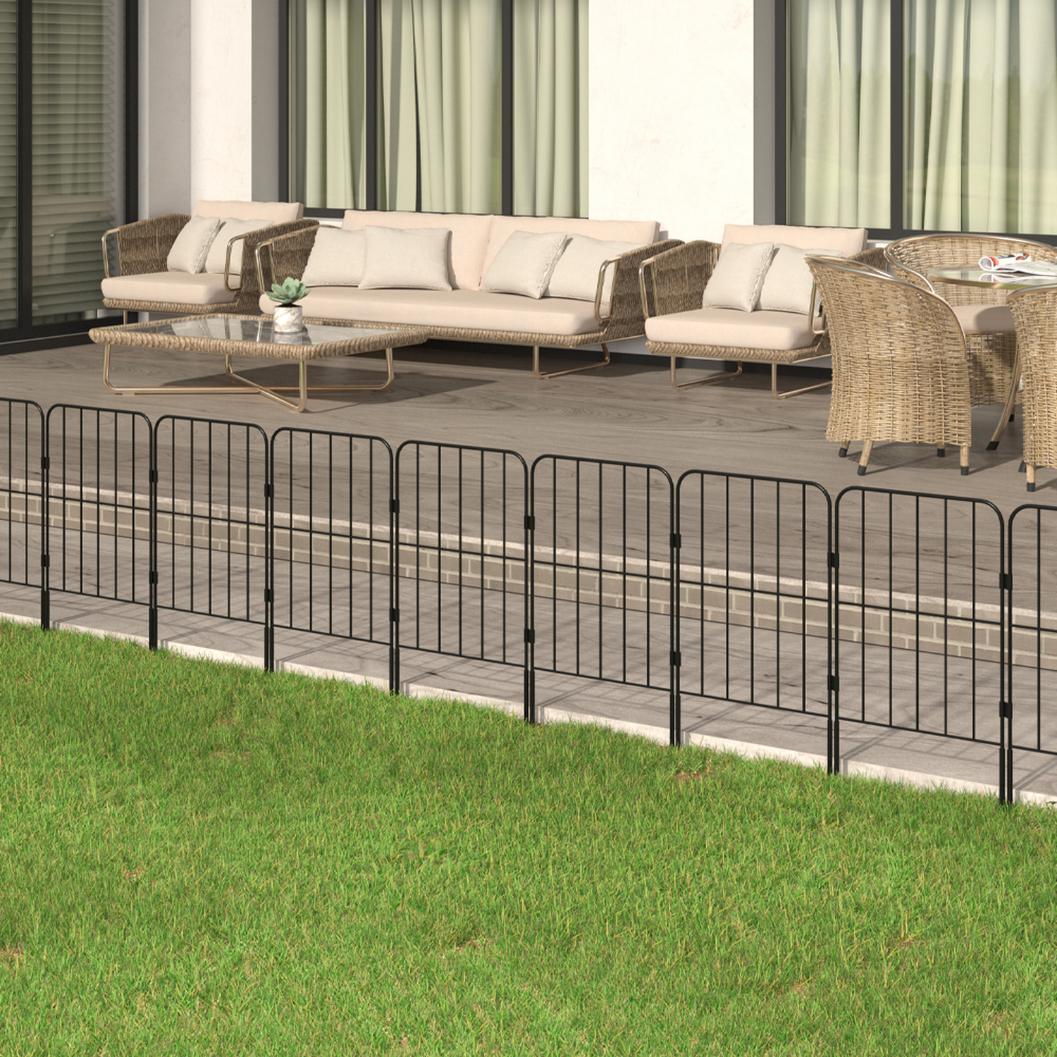 25 Panels Metal Garden Edging Fence Set