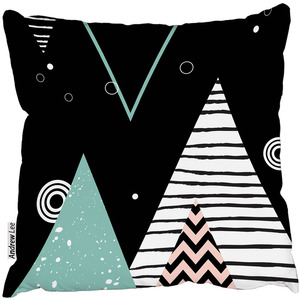 Triangles, Circles Zig Zag Patterns Outdoor Cushion