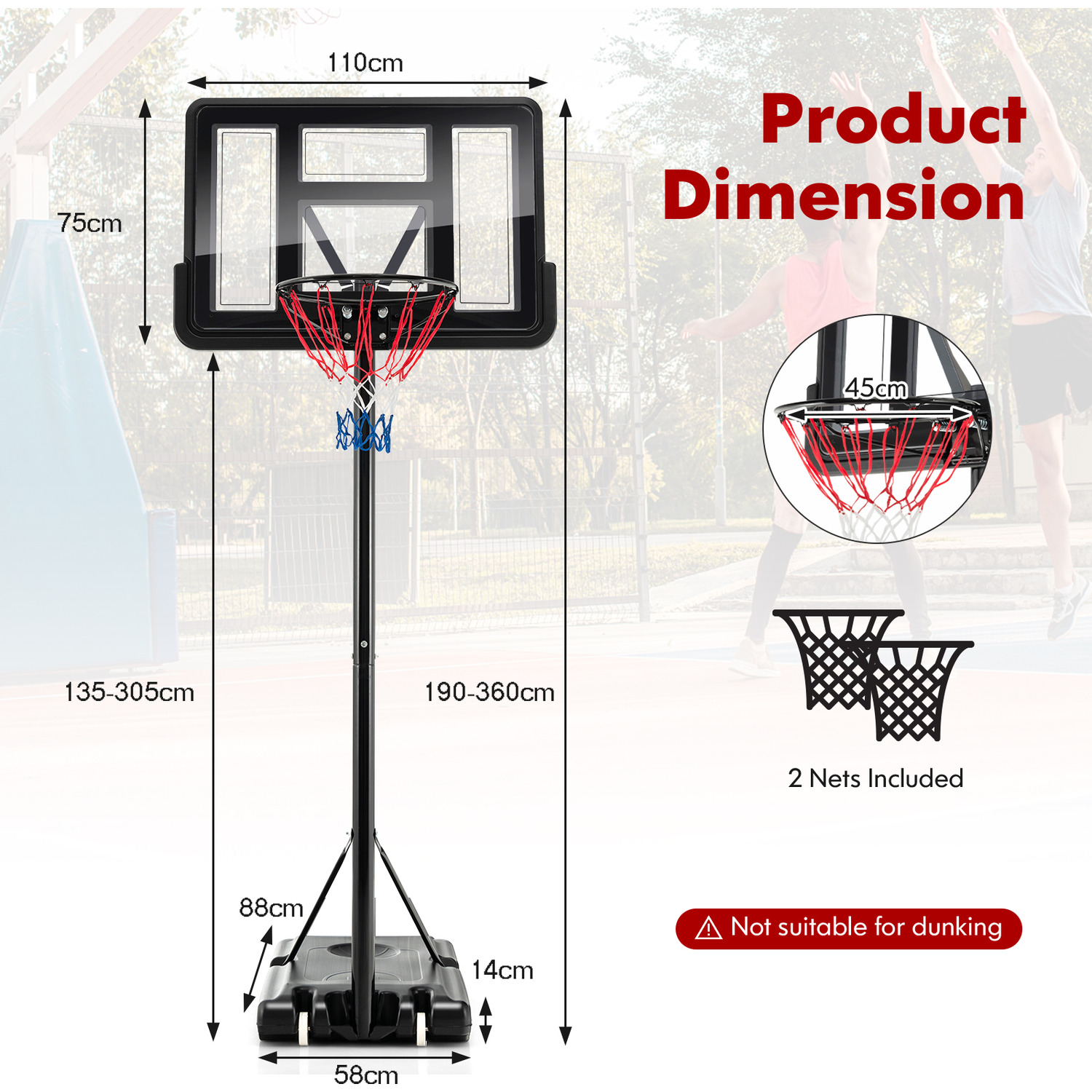1.9-3.6M Basketball Hoop System