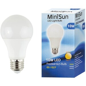 3 Pack E27 White Thermal Plastic GLS LED 10W Warm White 3000K 800lm ...