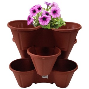 1 Terracotta Strawberry Trio Planter Flower Pot Stackable Plastic Pot