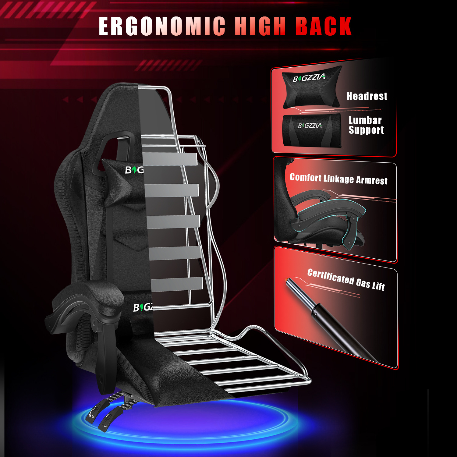 Ergonomic Gaming Chair with LED Lighting Effects