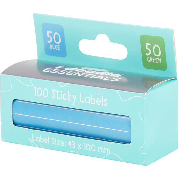 Pack of 100 Sticky Labels Blue and Green