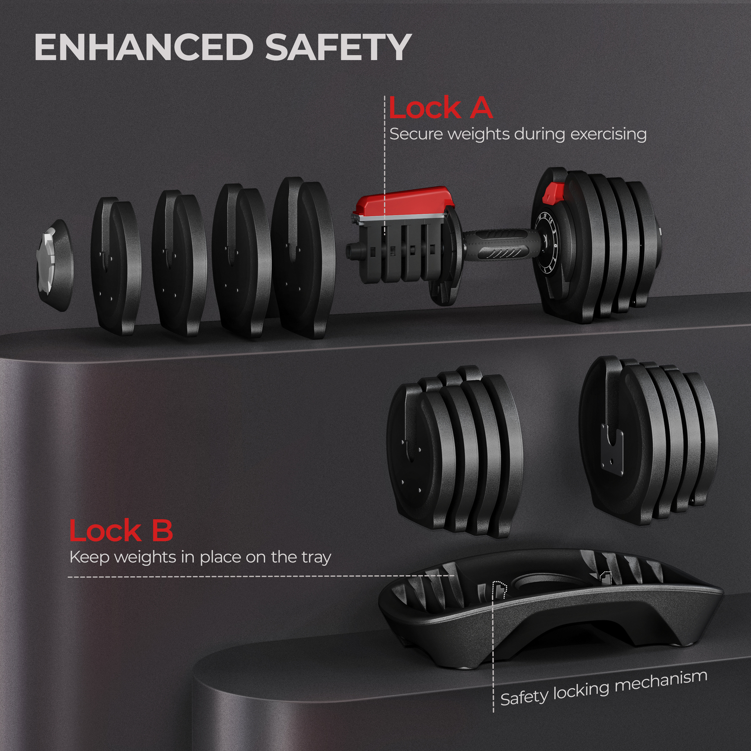 12-in-1 Adjustable Free Weight Dumbbells Set for Home Gym