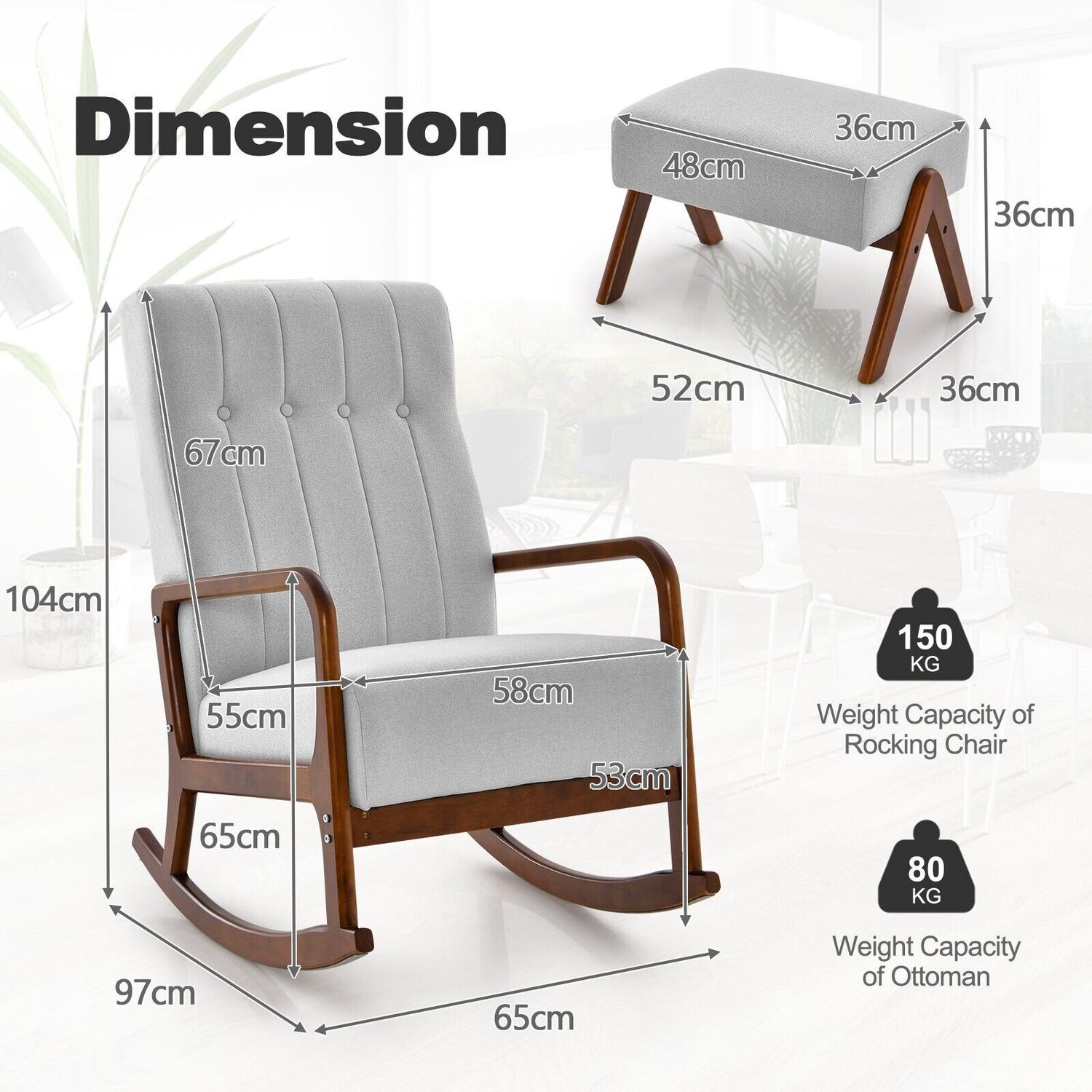 Leisure Rocking Chair and Footstool Set