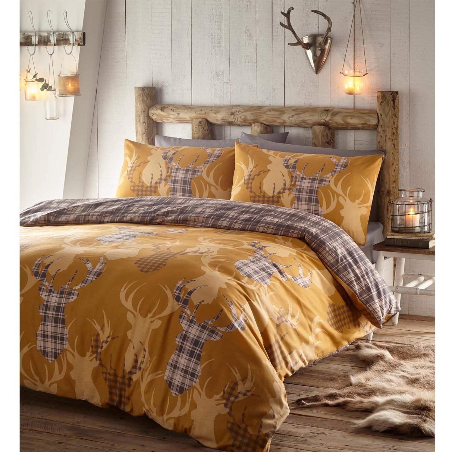 Tartan Stag Print Duvet Cover Set