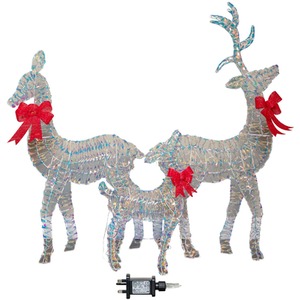 Light up Standing Iridescent Deer Family Display with 750 White LEDs
