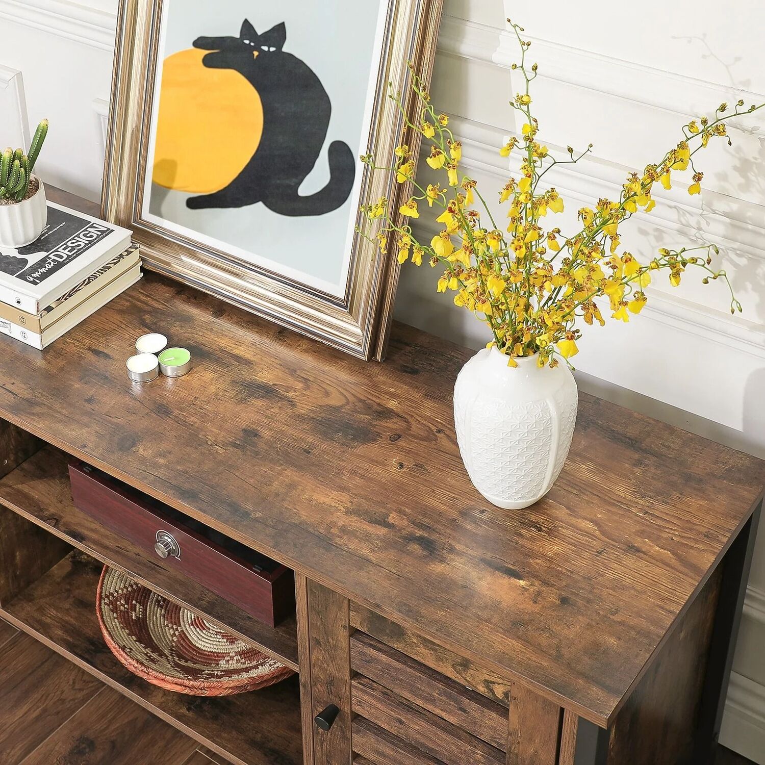 110cm TV Stand TV Stand with Shelves and Storage Cupboards
