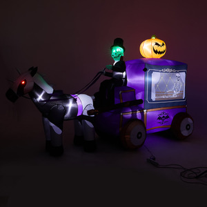 Spooky Halloween Carriage Inflatable with Glowing Reaper