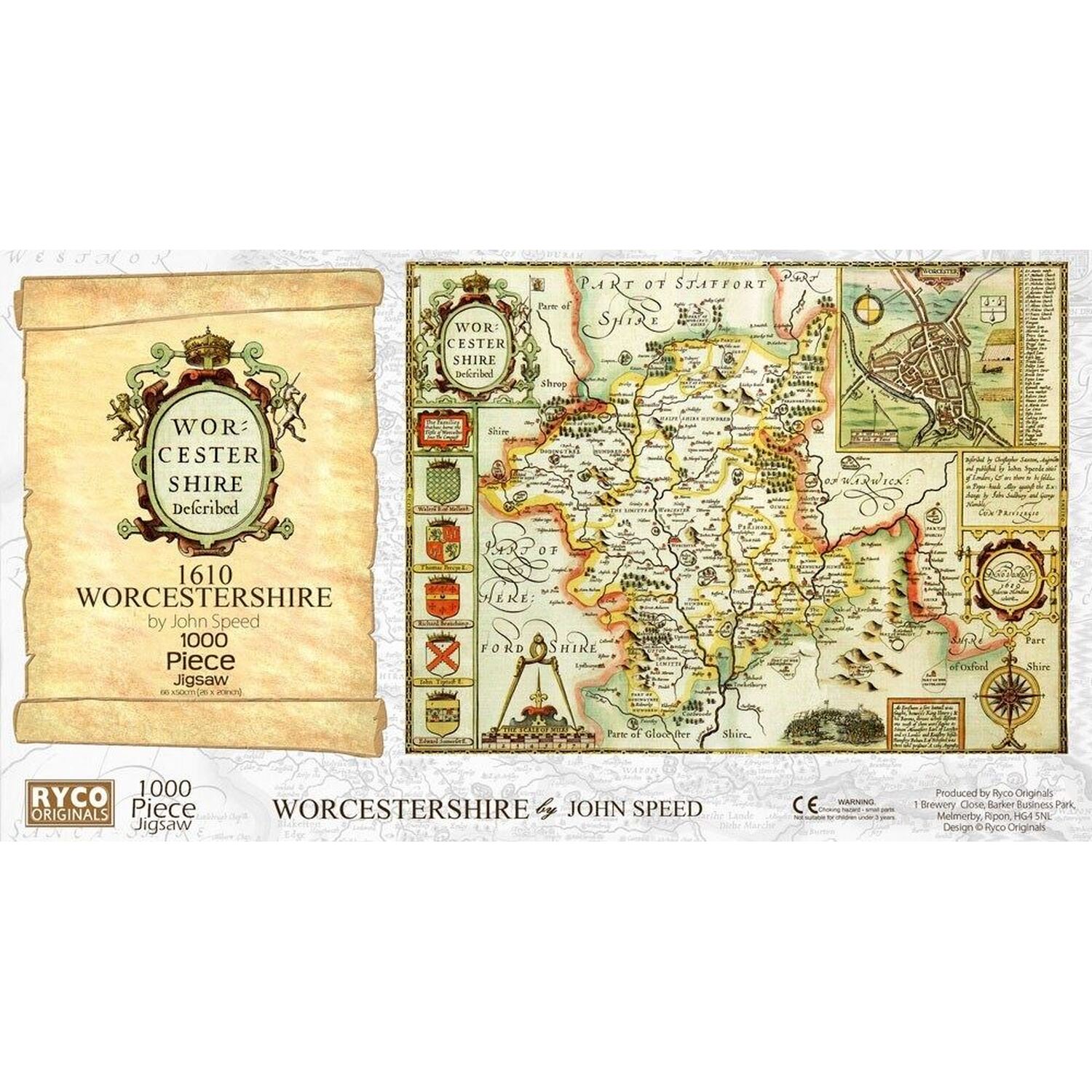 Worcestershire Historical Map 1000 Piece Jigsaw Puzzle (1610)