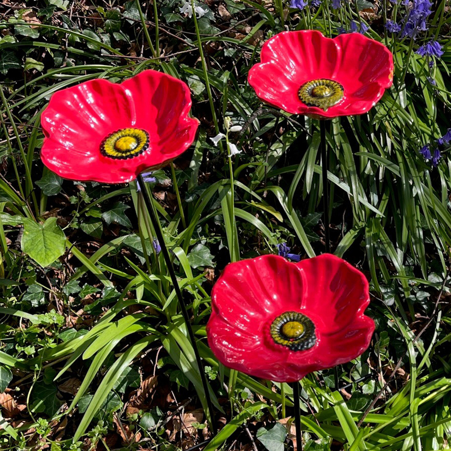 Cast Iron Wild Bird Poppy Flower Dish Bird Feeder
