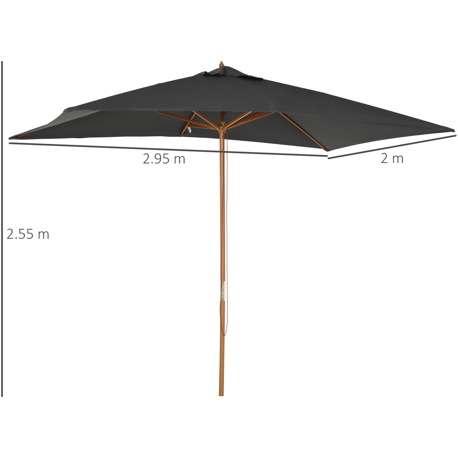 2 x 3m Wood Wooden Garden Parasol Sun Shade