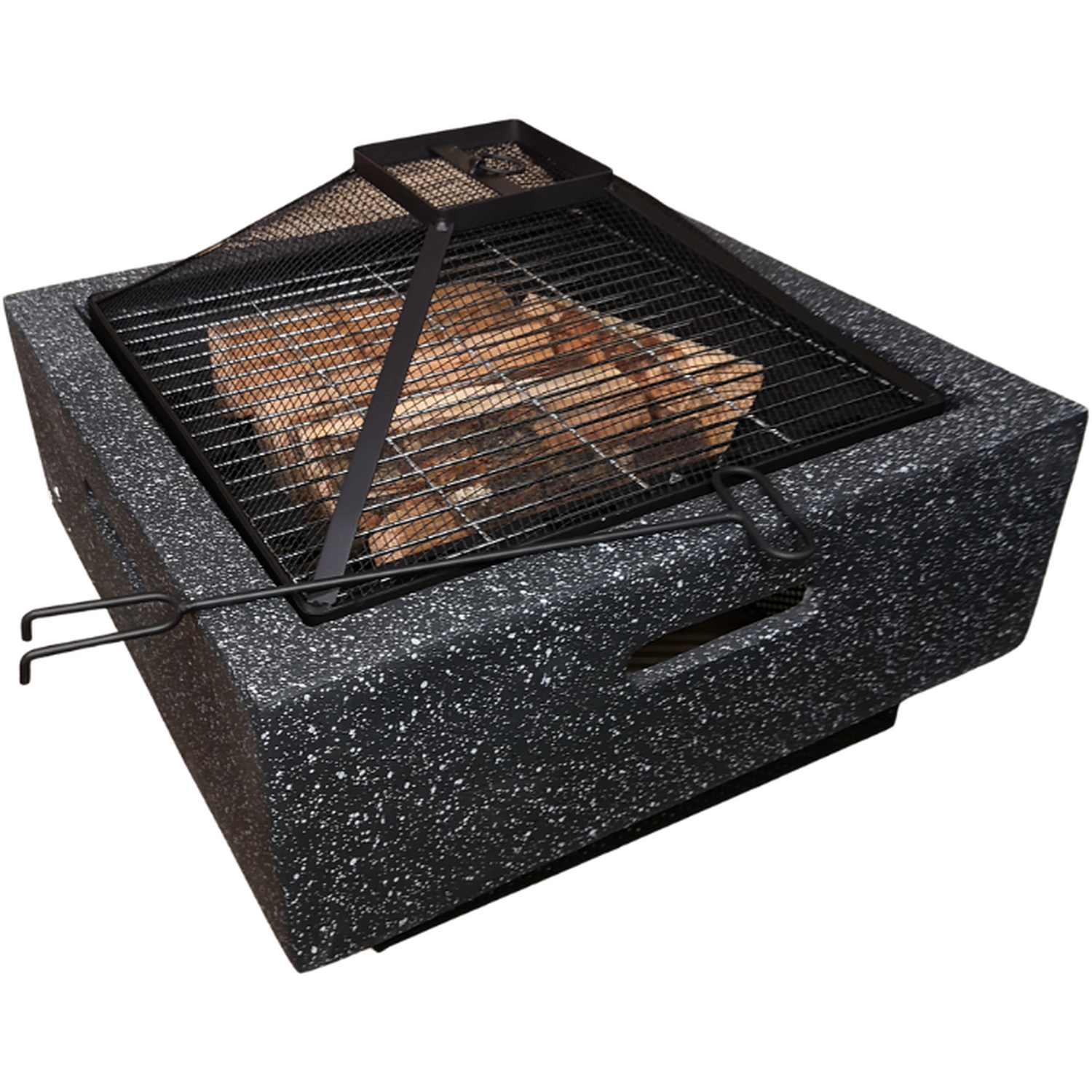 Luxury Square Concrete Effect Fire Pit BBQ Grill