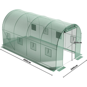 Green Outdoor Walk-in Tunnel Greenhouse with Steel Frame