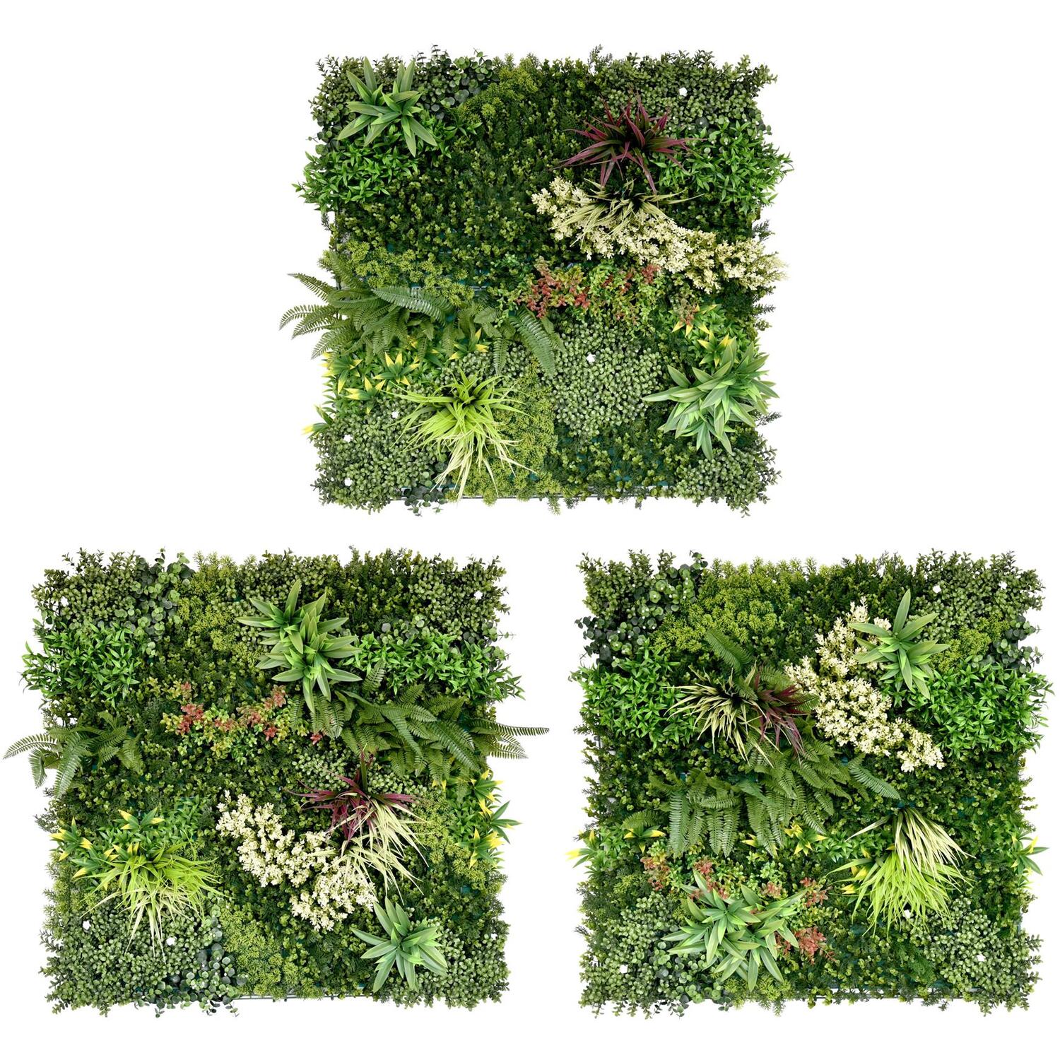 Combo of 3 Premium Living Gala Green Artificial Wall Panels 1m x 1m