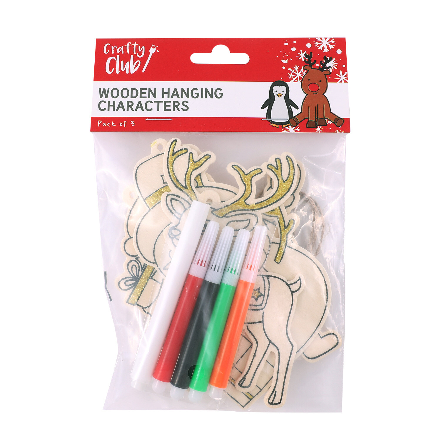 Pack of 3 Wooden Hanging Characters