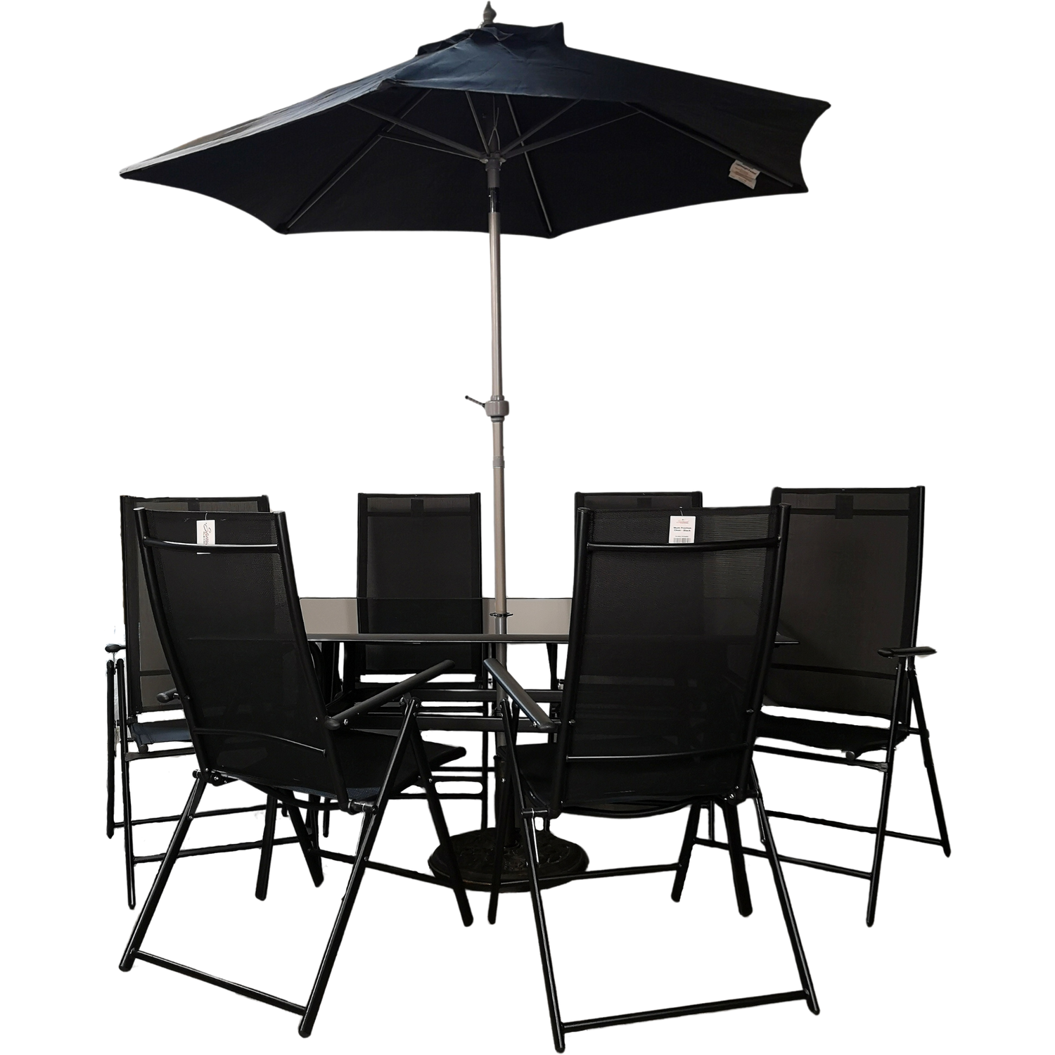 Rectangular Glass Top Patio Dining Table Set
