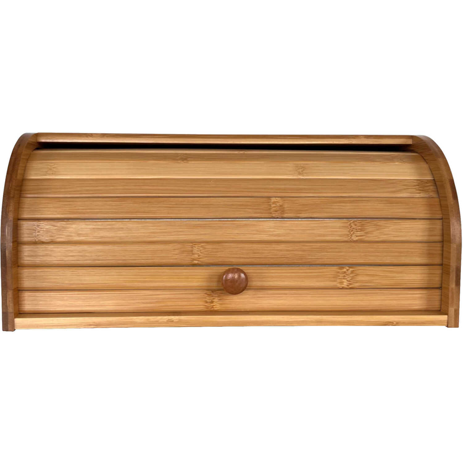 Single Layer Roll Top Bamboo Wooden Bread Bin Kitchen Storage