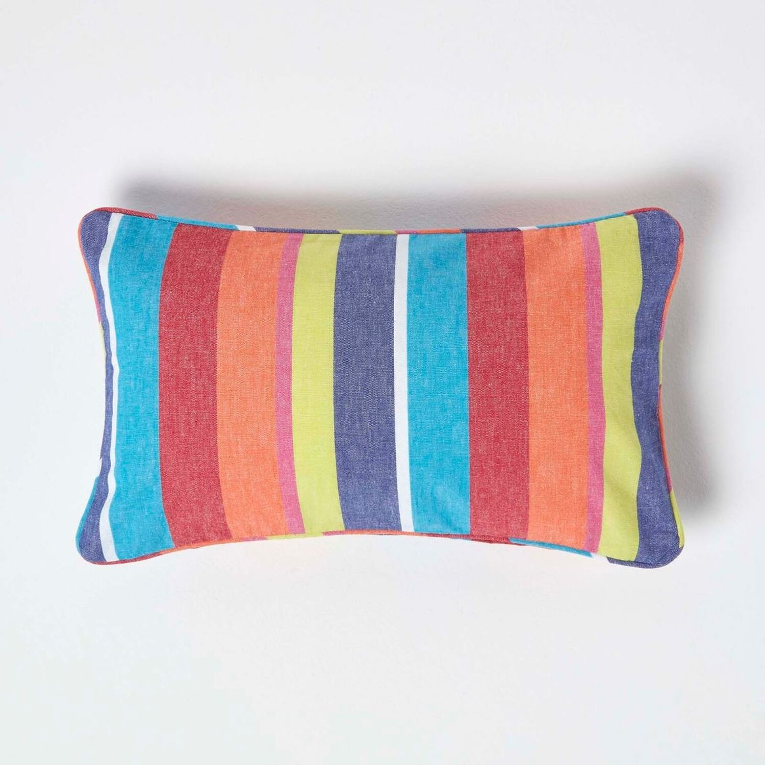 Homescapes Cotton Multi Coloured Stripe Cushion Cover