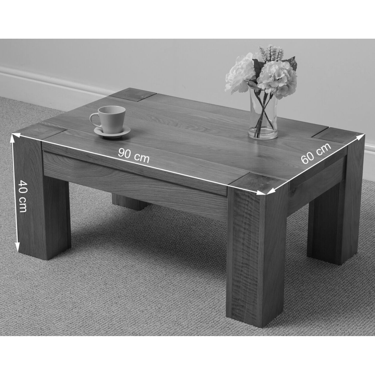 Kuba Chunky Oak Coffee Table for Living Room