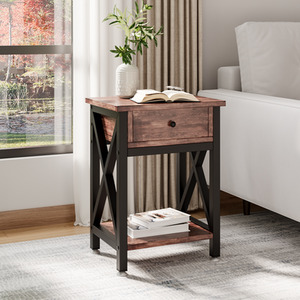 X Framed Wooden Side Table for Living Room