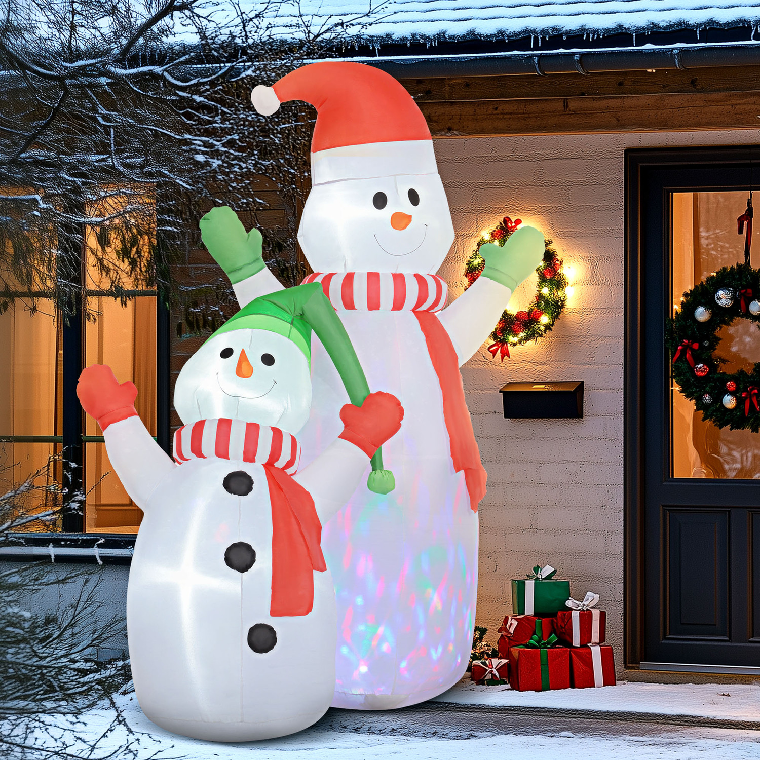 Outsunny 8FT Christmas Inflatable Snowman with Built-in LED Lights