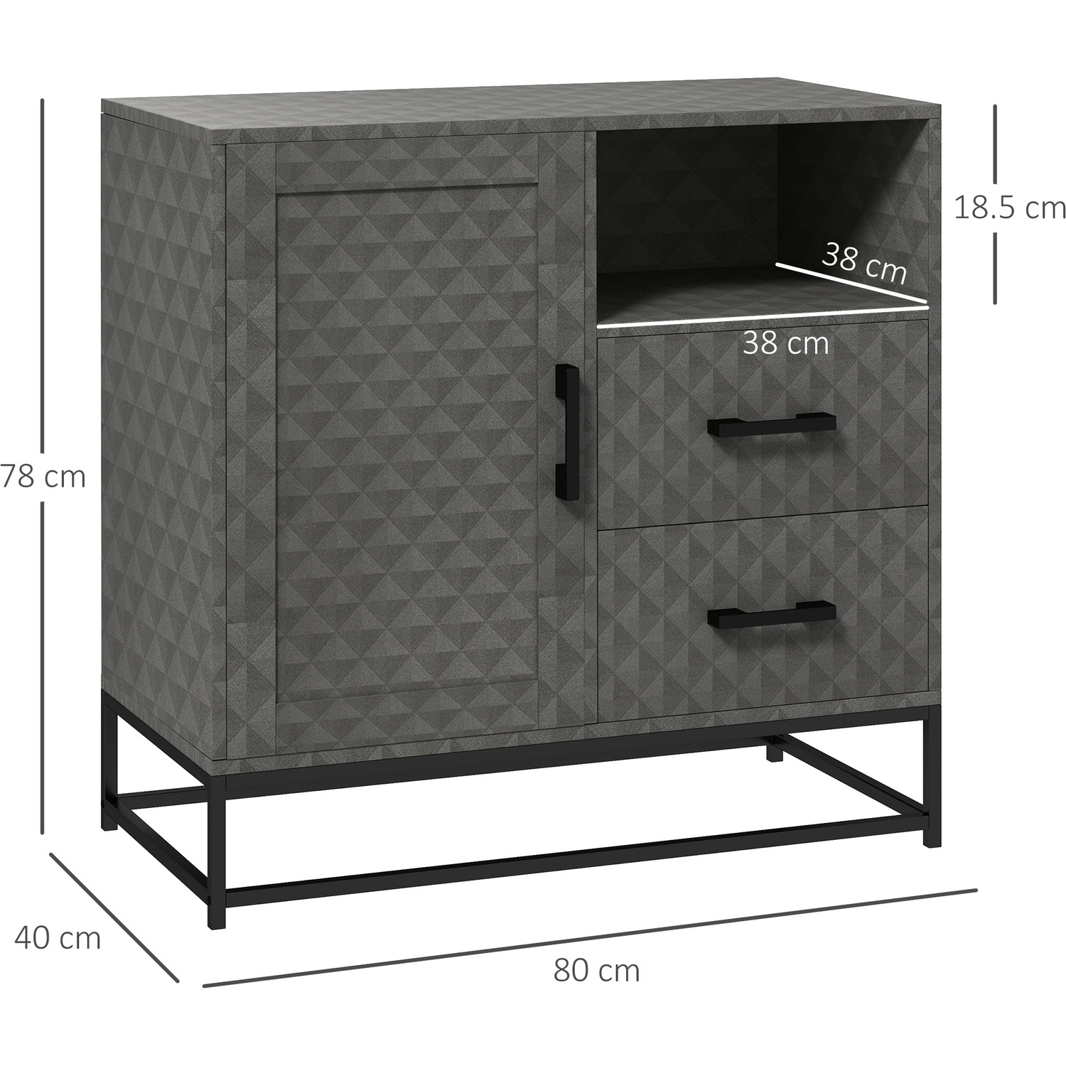 HOMCOM Sideboard Cabinet with Adjustable Shelf and Open Compartment