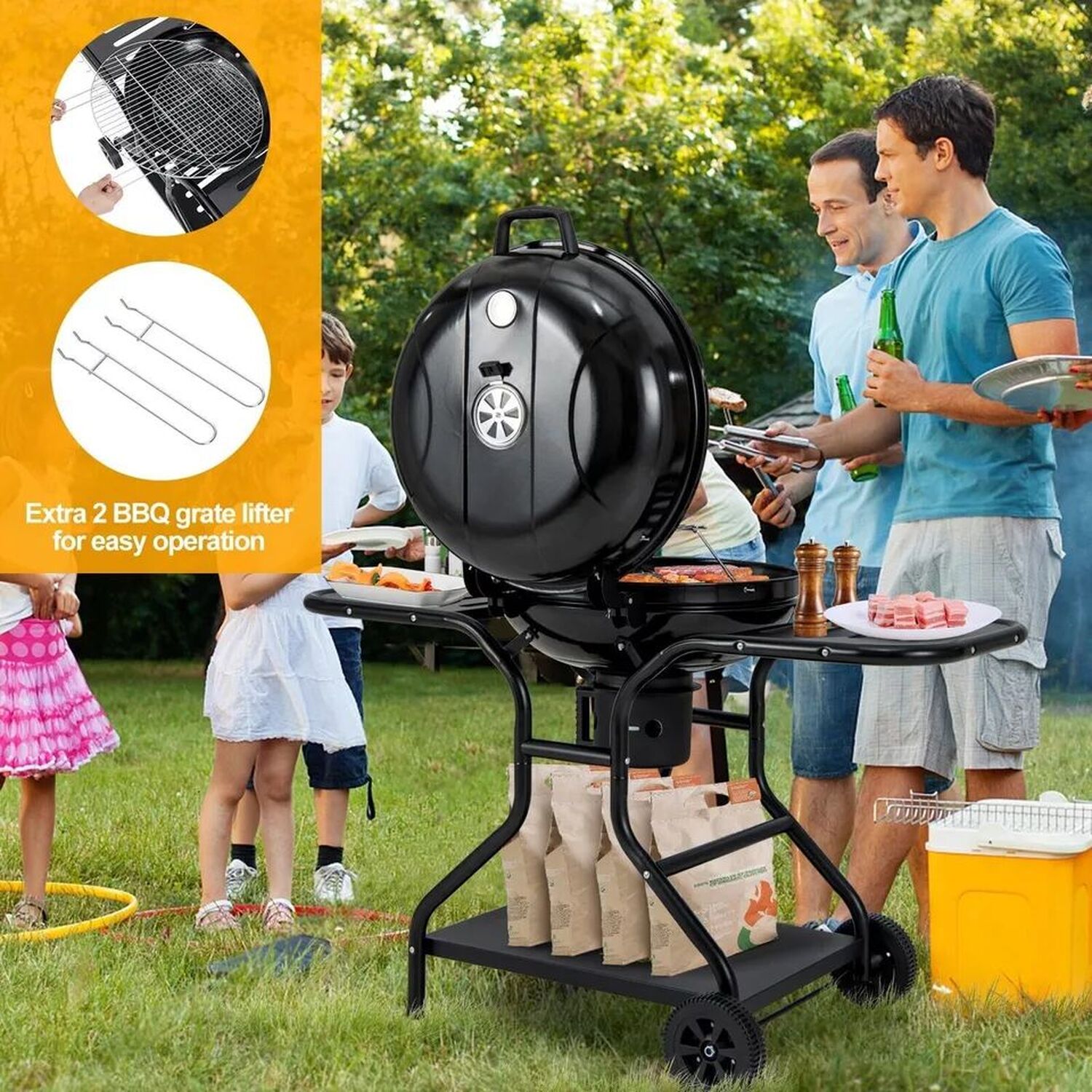 2 Layer Racks Outdoor Charcoal Grill Portable Barbecue