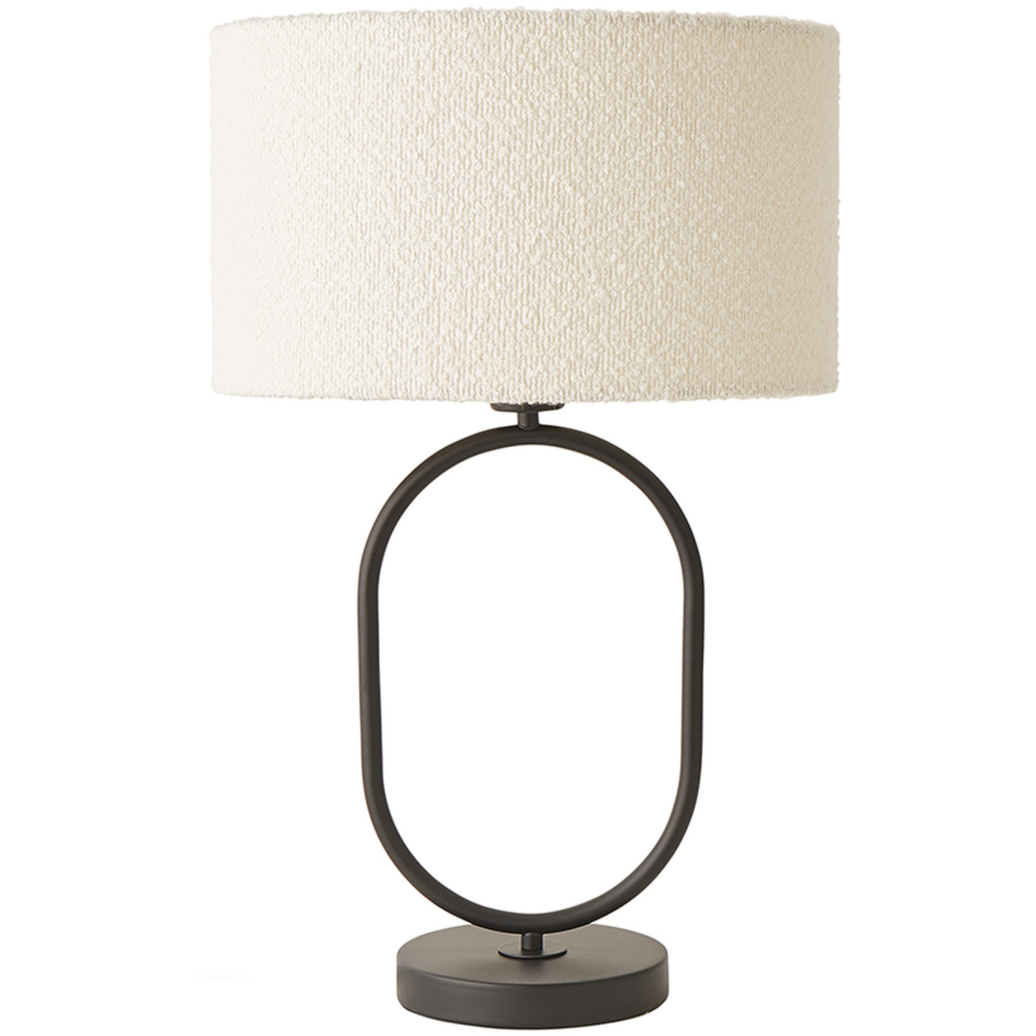 Antonia Matte Black Oval Table Lamp Boucle Drum Shade