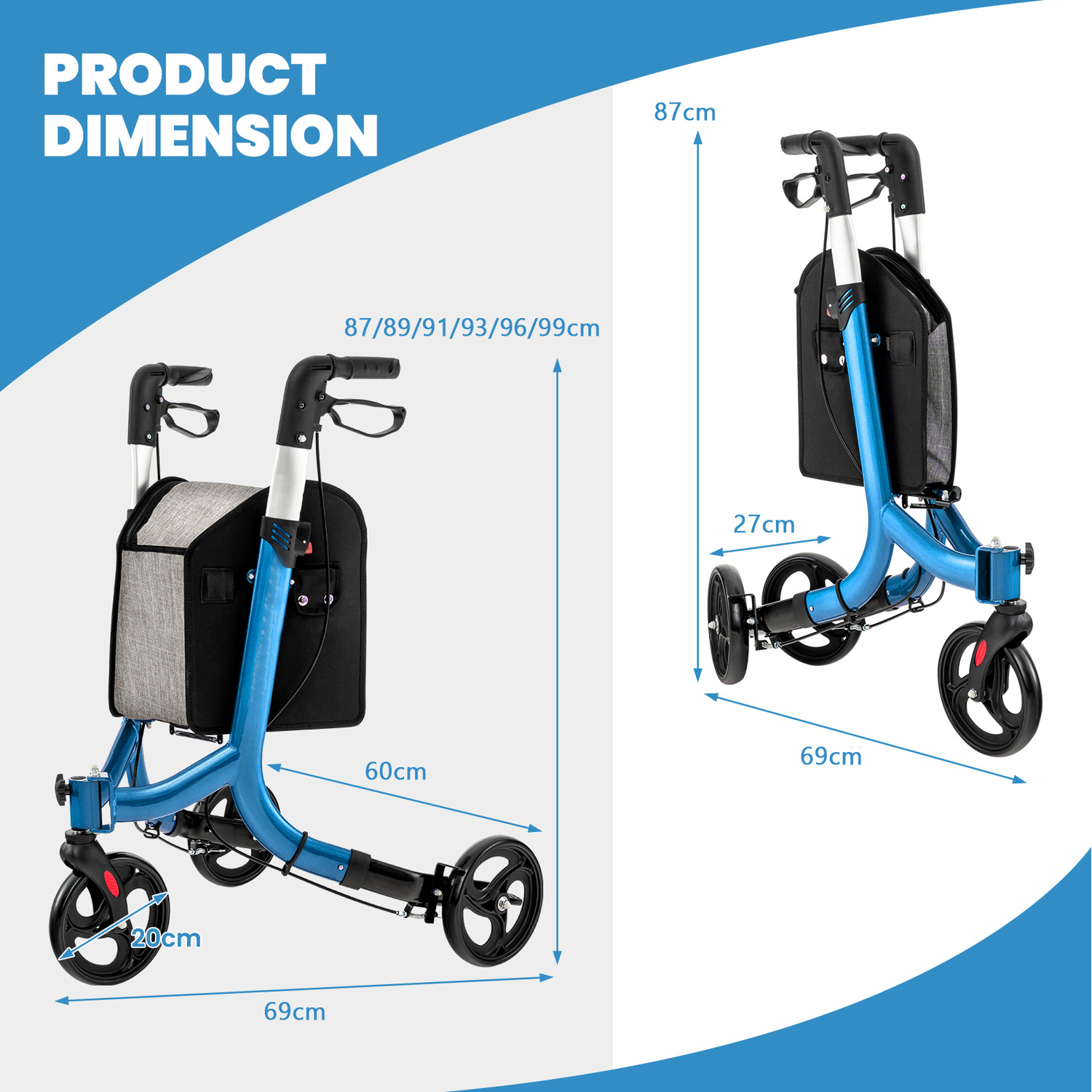 Folding Aluminum Rolling Walker