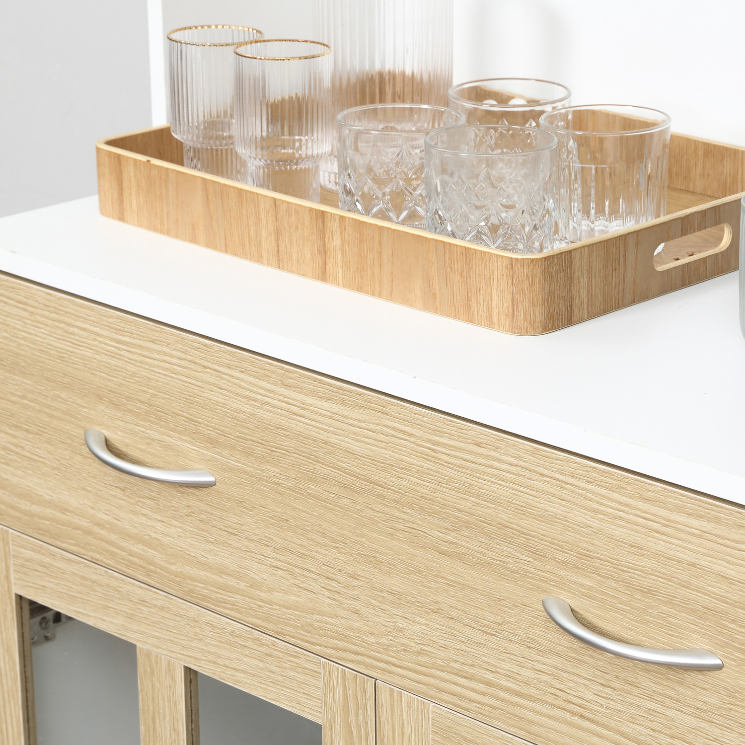 HOMCOM 180cm Kitchen Cabinet, Freestanding Cupboard