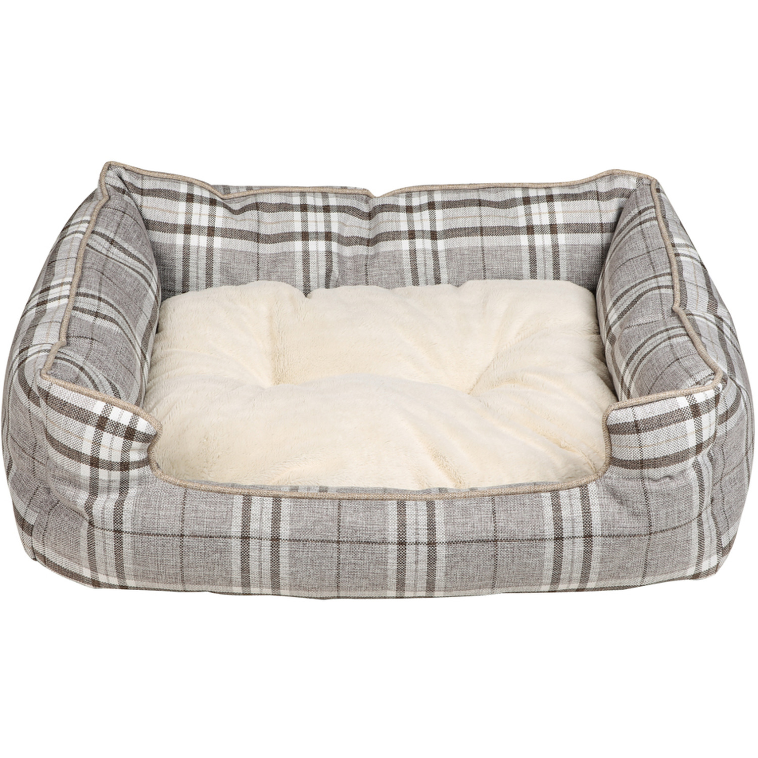 Luxury Grey Tweed Dog Bed With Reversible Base Cushion SM