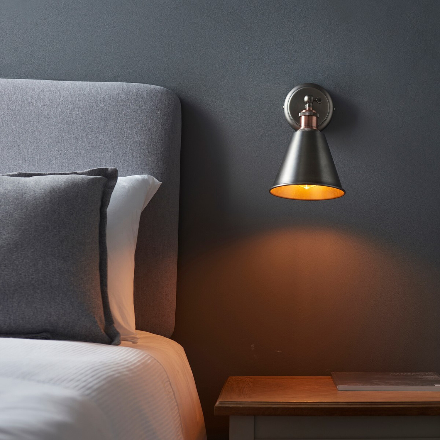 Hal Metal Wall Lamp Aged Pewter Aged Copper Plate