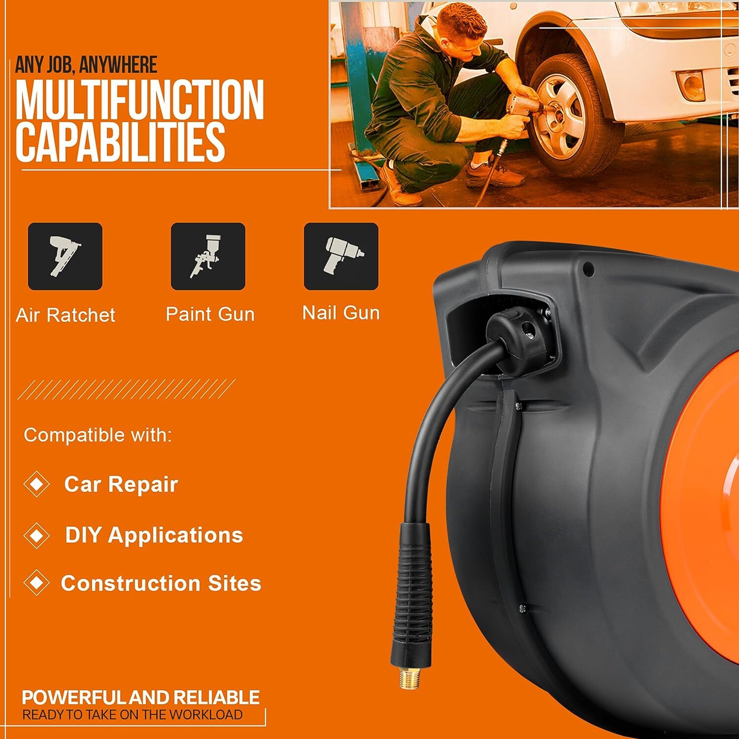 Retractable Spring Driven Air Hose Reel
