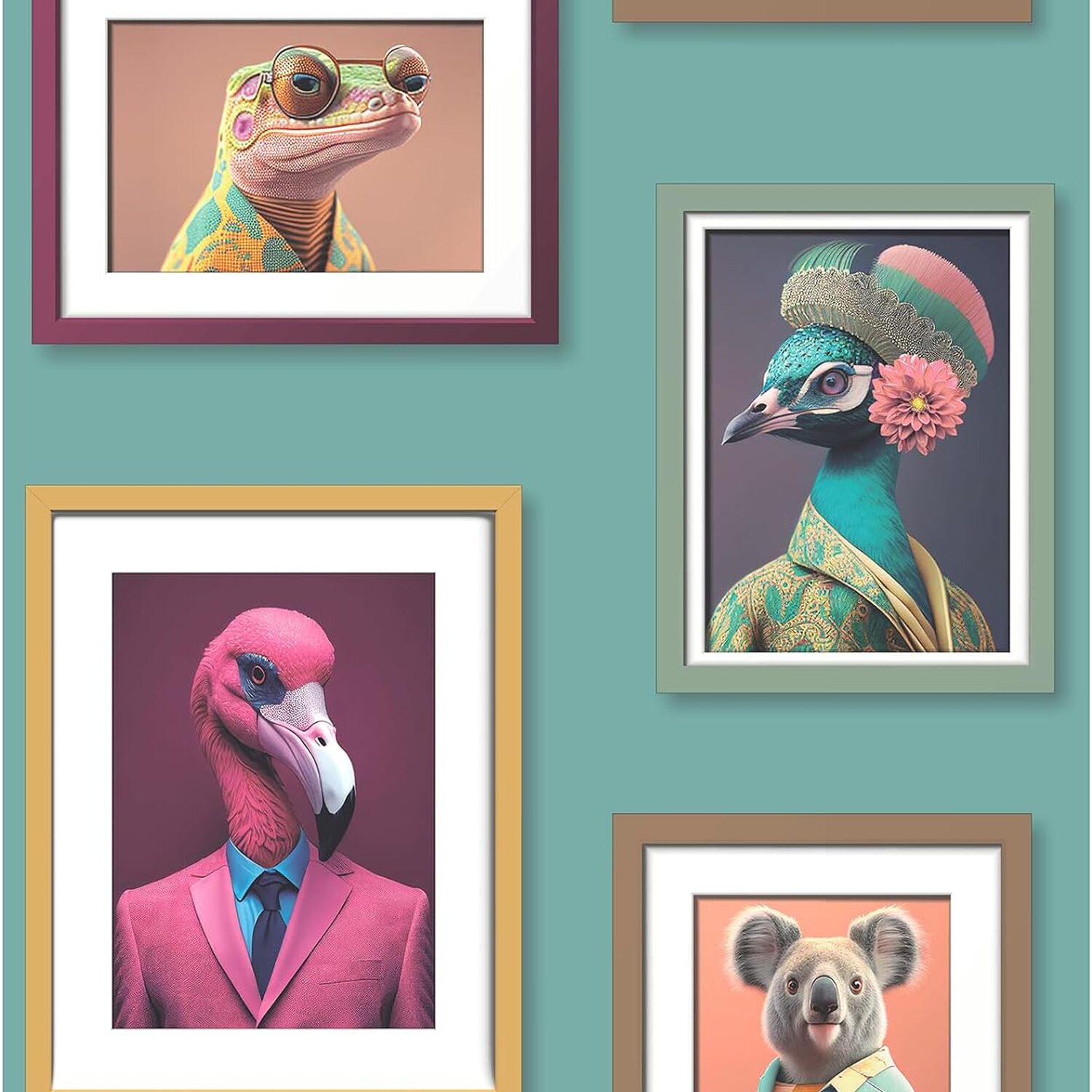 Quirky Fantastic Animals Birds Picture Photo Frame Wallpaper