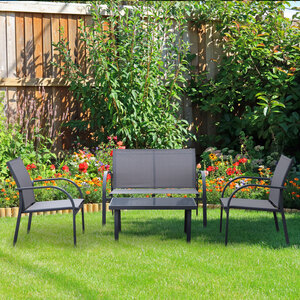 Outsunny 4 Piece Curved Steel Outdoor Dining Set
