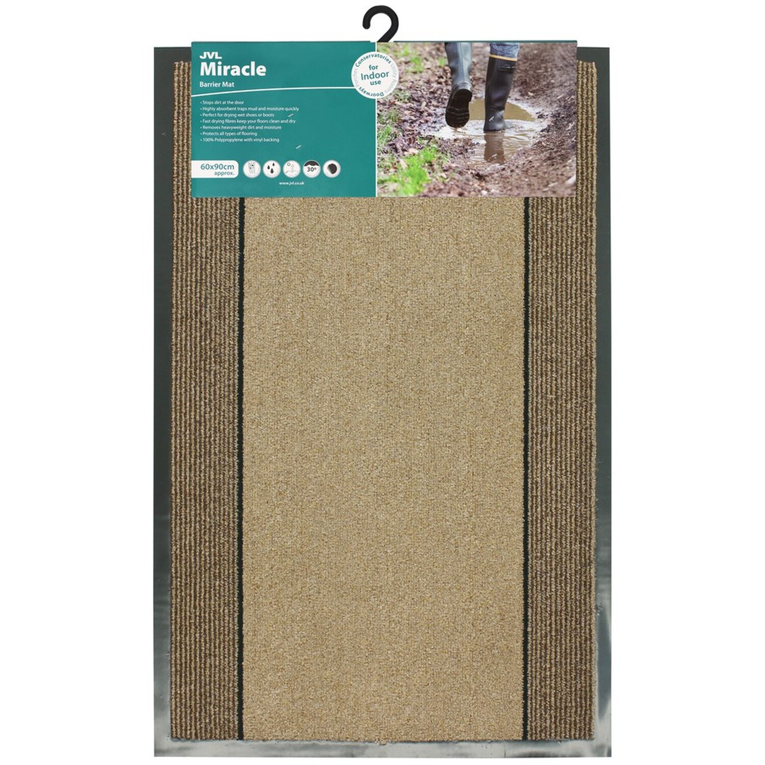 JVL Miracle Barrier Mat - Beige 60 x 90cm