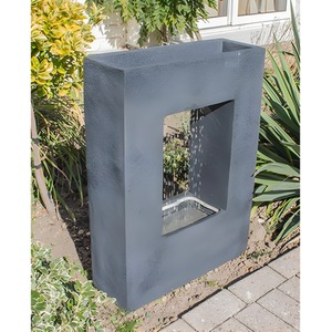 Primrose Trough Rain Effect Water Feature with Planter LED Lights Black ...