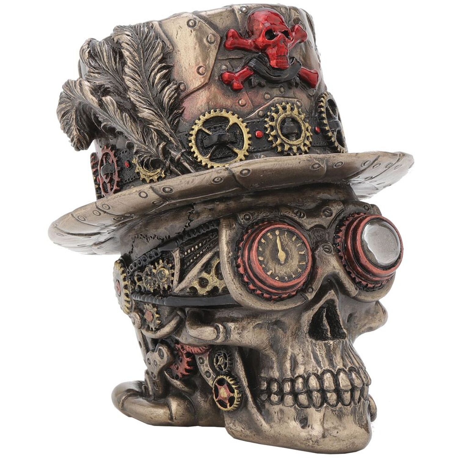 Steampunk Clockwork Baron Skull Figurine Ornament