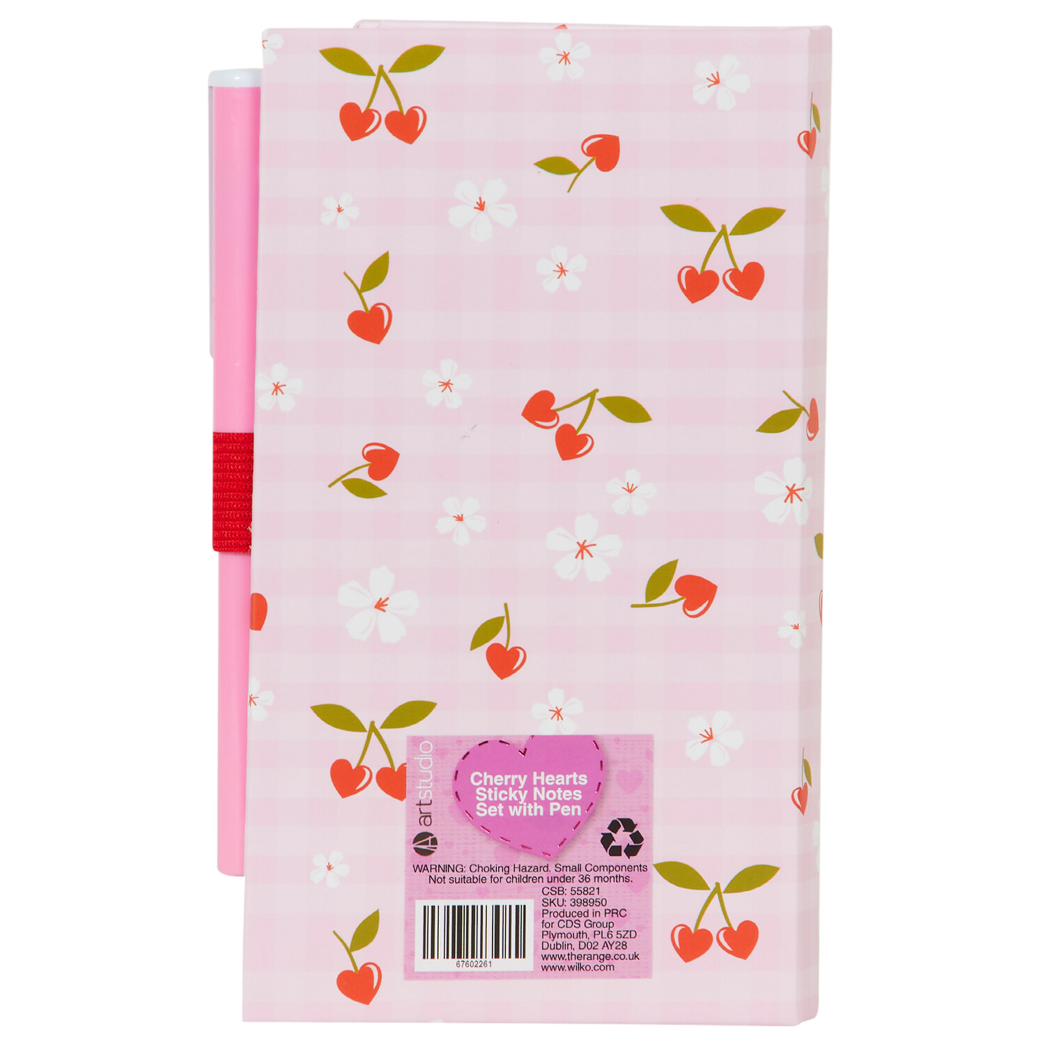 Cherry Hearts Sticky Notes Set with Pen