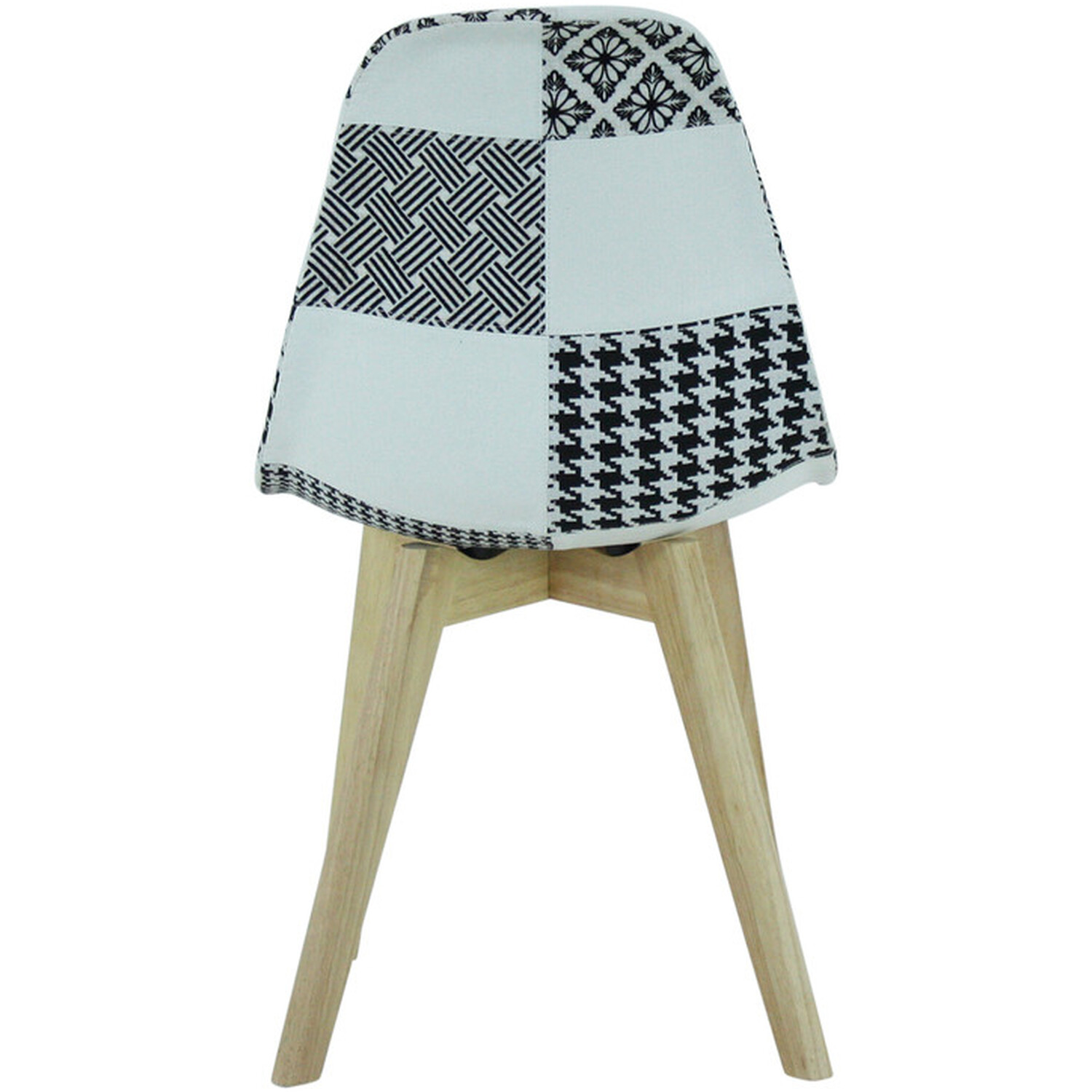 Set of 2 Chrono Patchwork Dining Chair for Dining Room Black and White