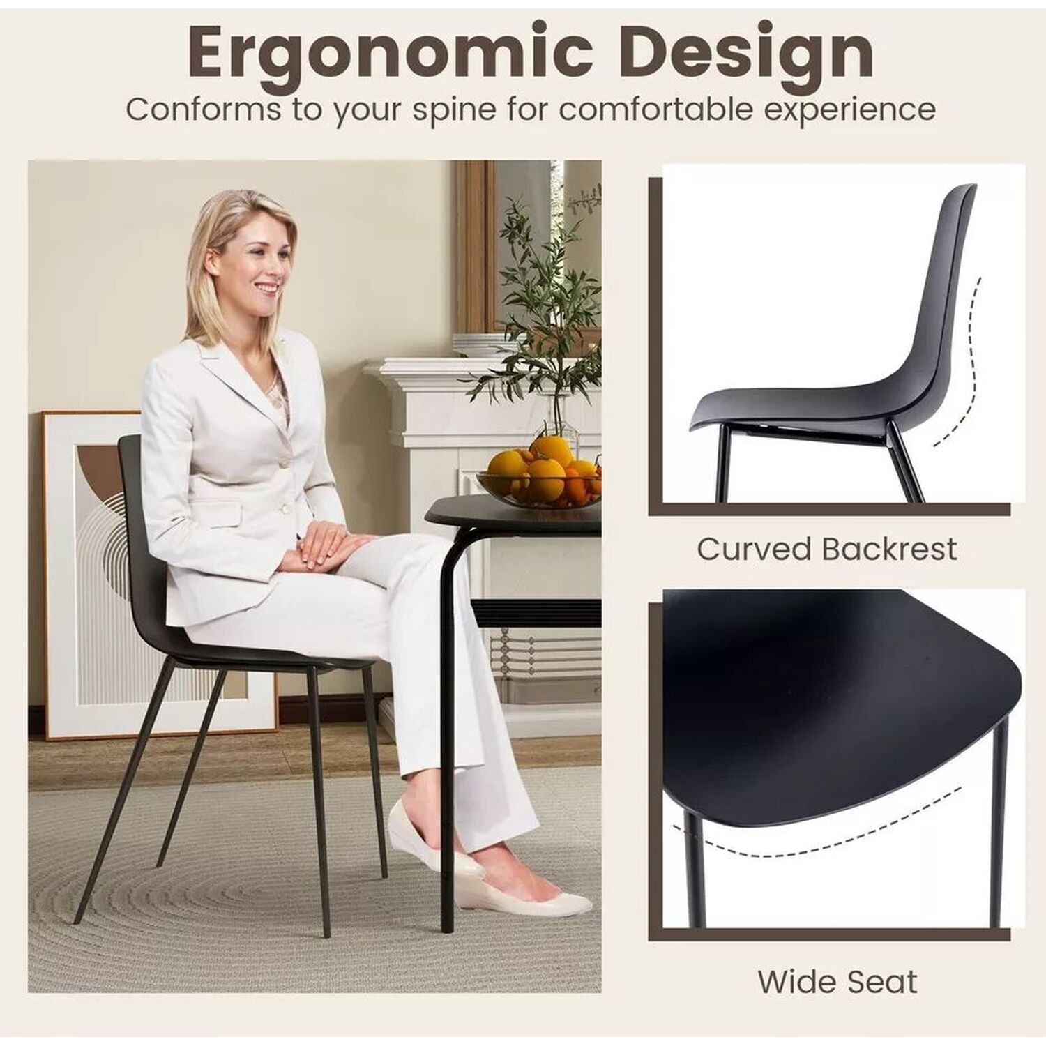 Armless Dining Chair Set of 4