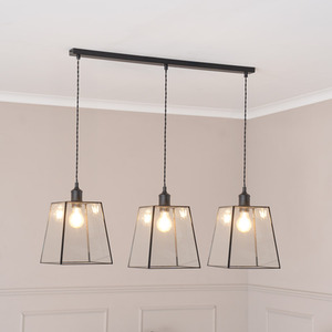 Susie Glass Shade 3 Drop Pendant Ceiling Light and LED Bulbs