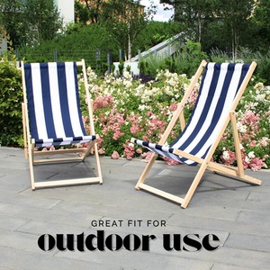 Traditional Folding Wooden Deck Chairs with Canvas Fabric