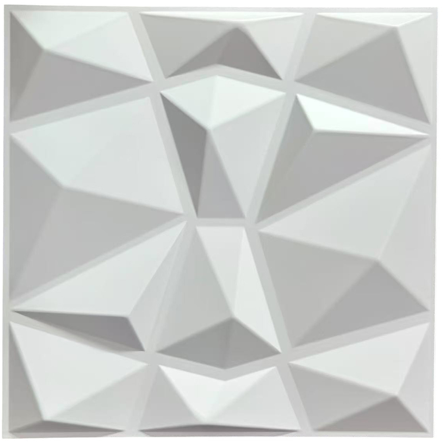 3D PVC Wall Panel Faceted Diamond Design White Size 500x500x1mm Pack of 4