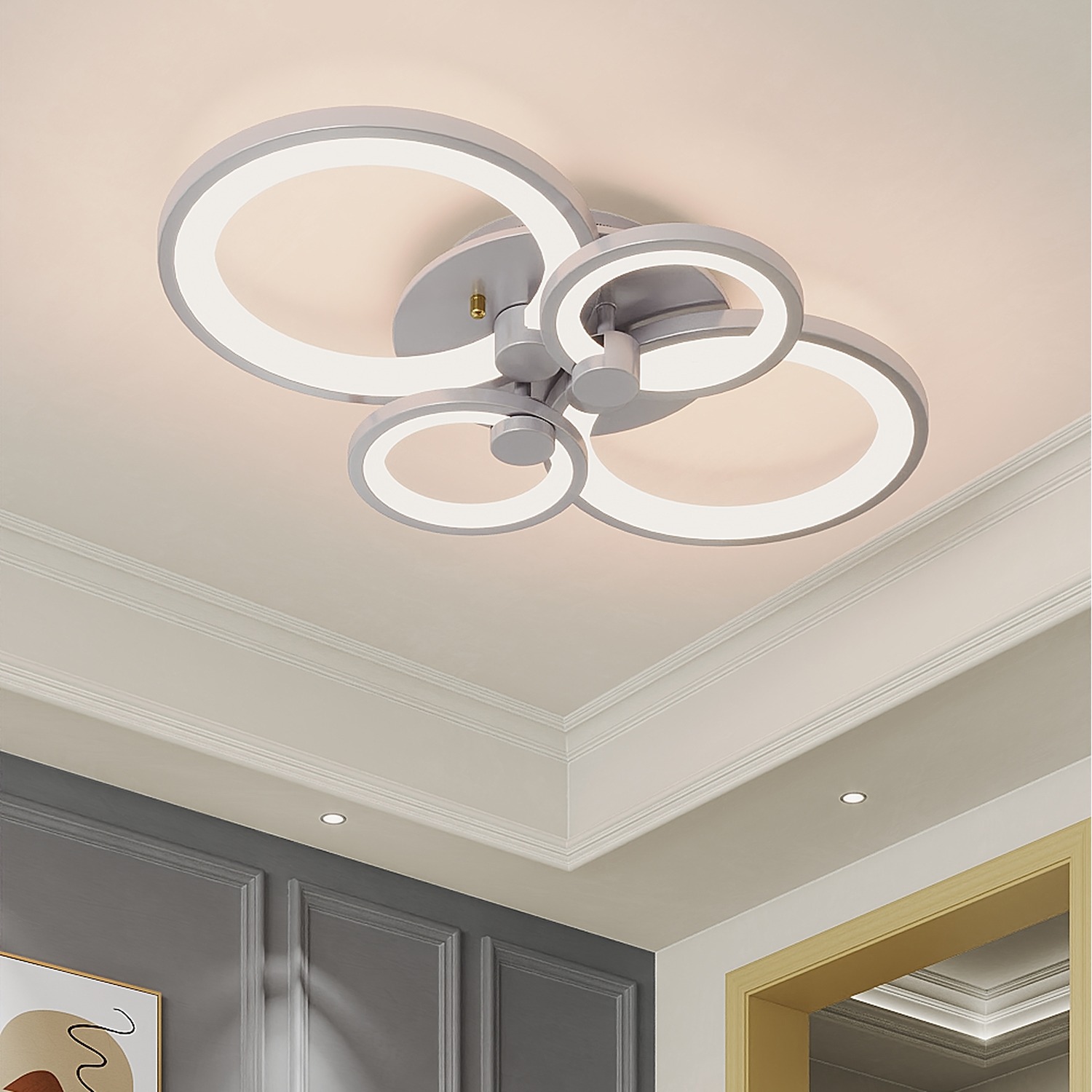 Dimmable Circular LED Semi Flush Ceiling Light