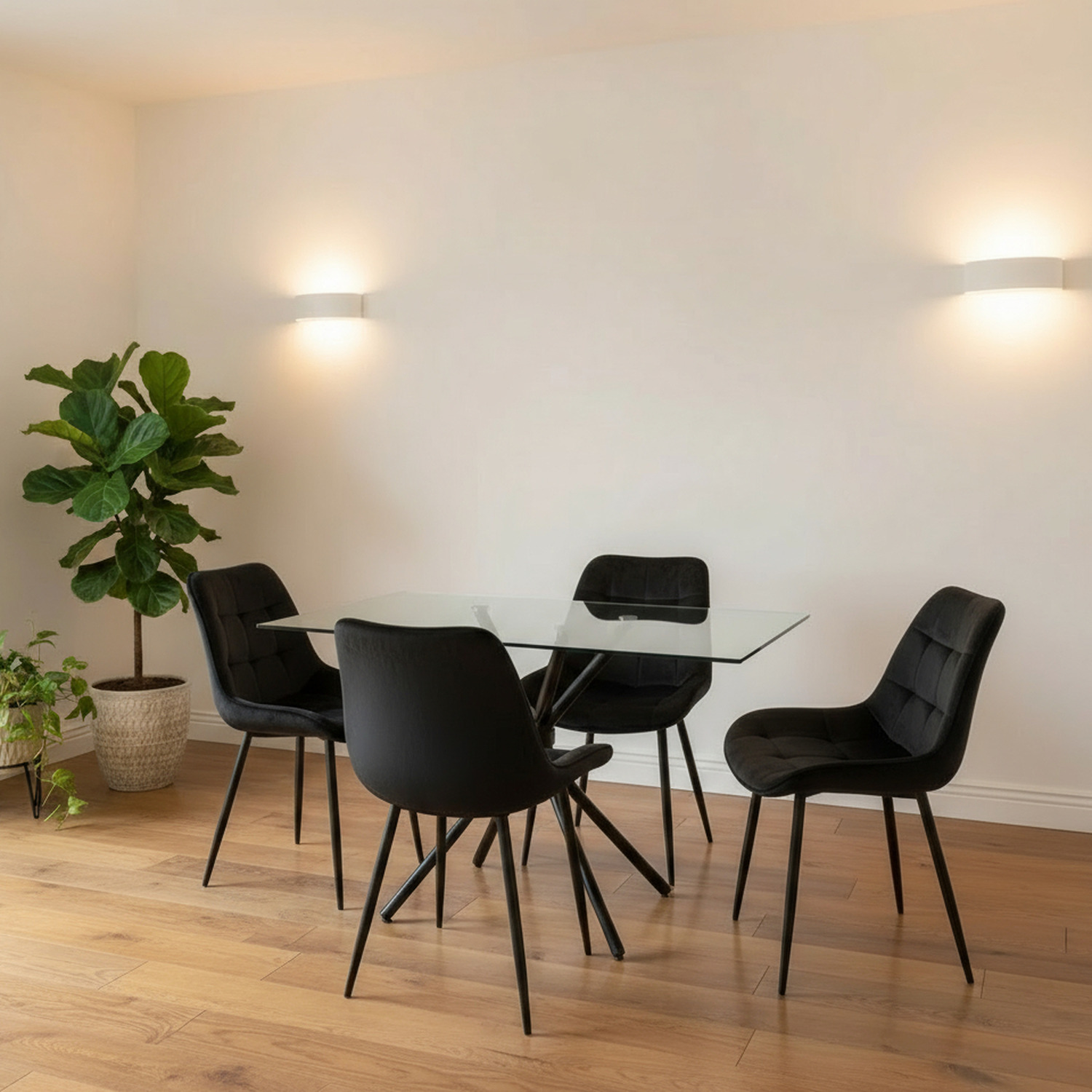 Miami Dining Table with 4 Erica Velvet Chairs
