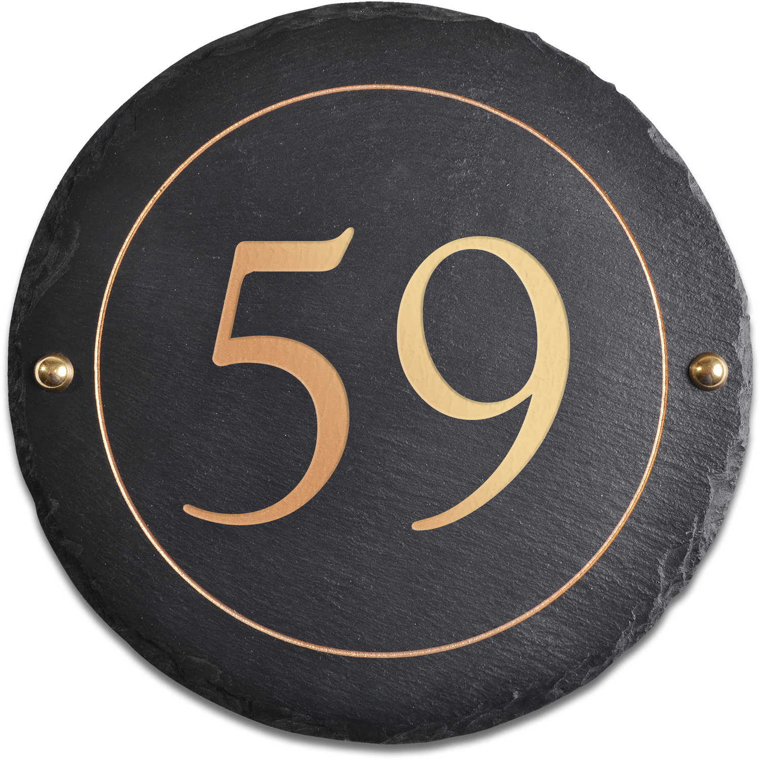 Rustic round slate number 59